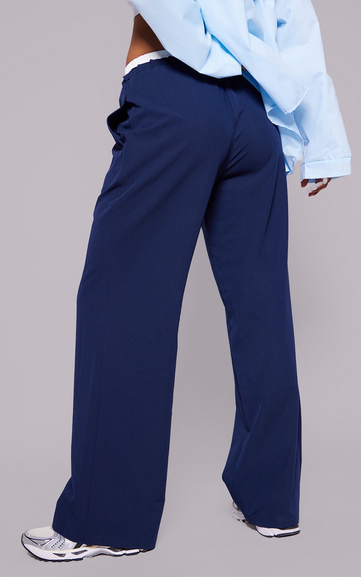 Navy Boxer Detail Drawstring Waist Trousers | Bottoms | PrettyLittleThing