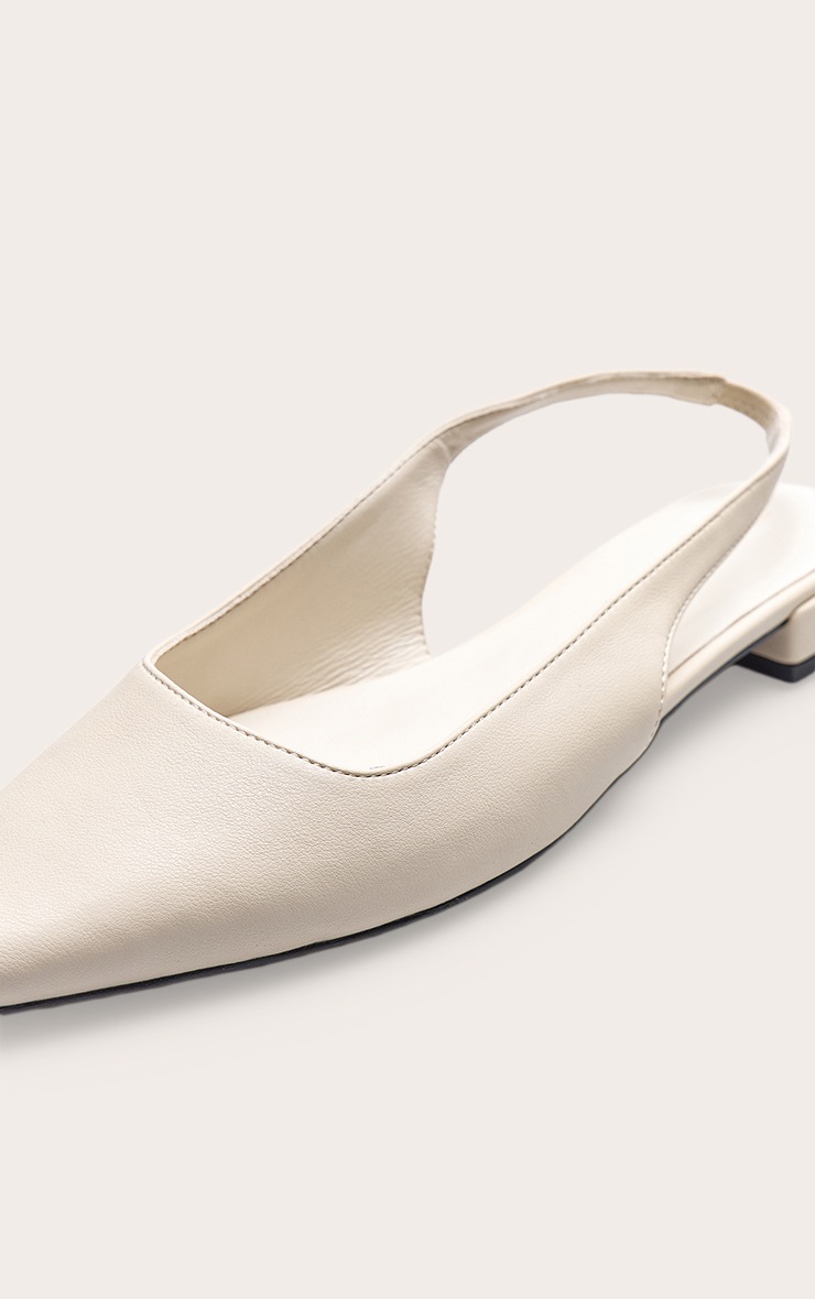 Bone Pu Flat Slingback Court Shoe | Footwear | PLT