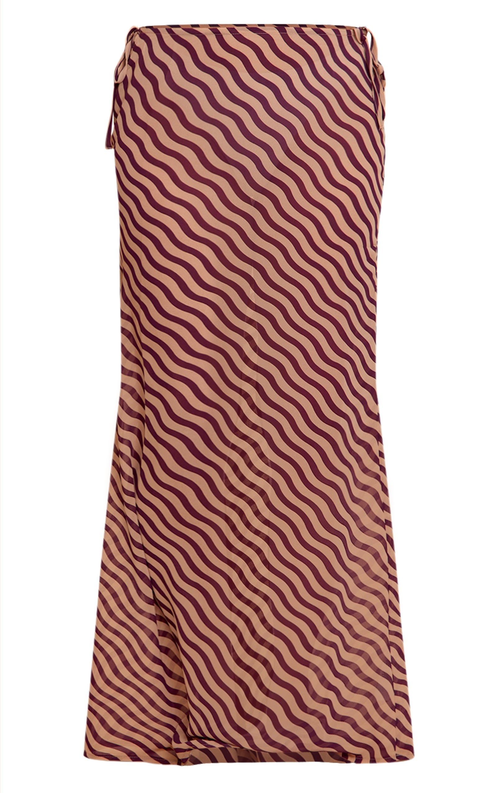 Tan Striped Print Sheer Low Rise Maxi Skirt | Bottoms ...