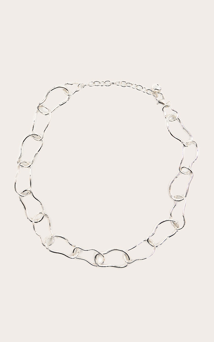Silver Abstract Molten Link Chain Necklace | Accessories | PLT