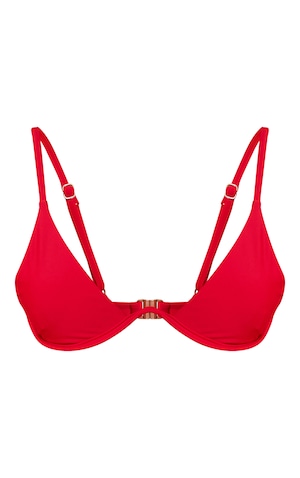 Deep Red Underwired High Apex Bikini Top | Swimwear | PLT