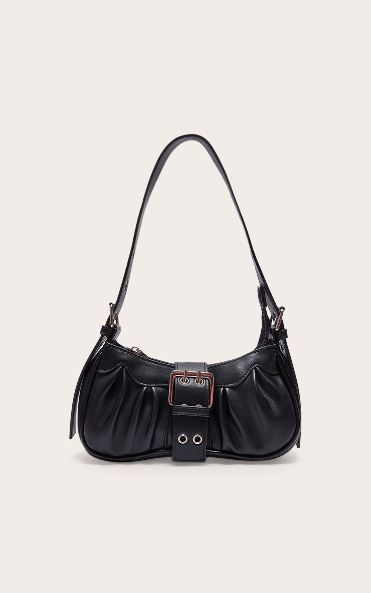 Black Pu Eyelet Buckle Shoulder Bag Accessories Prettylittlething