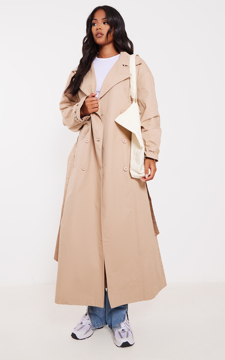 Tall Camel Belted Cuff Detail Trench Coat | Tall | PLT