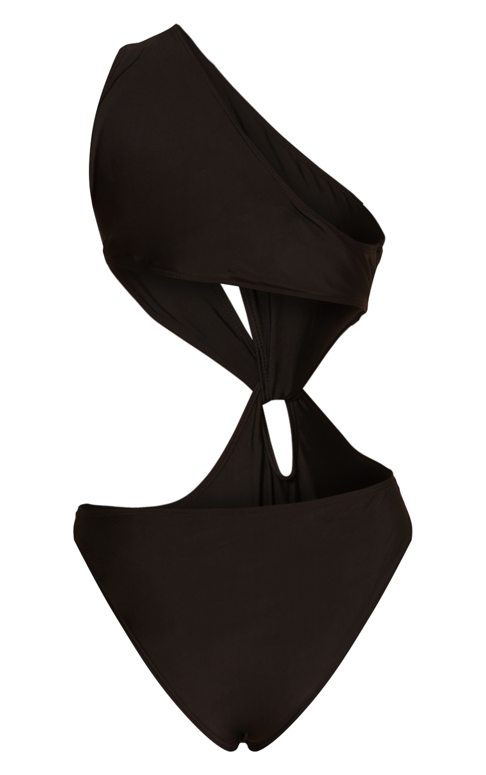 Black Loop One Shoulder Swimsuit | Swimwear | PrettyLittleThing KSA