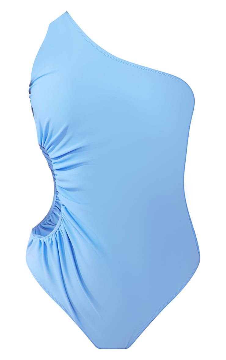 Cornflower Blue One Shoulder Cut Out Swimsuit | PrettyLittleThing AUS
