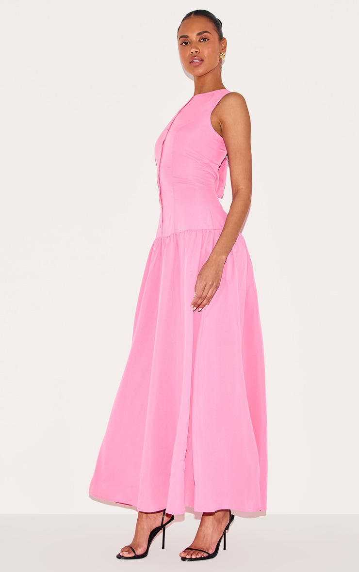 Candy Pink Button Down Drop Waist Maxi Dress | Dresses | PLT