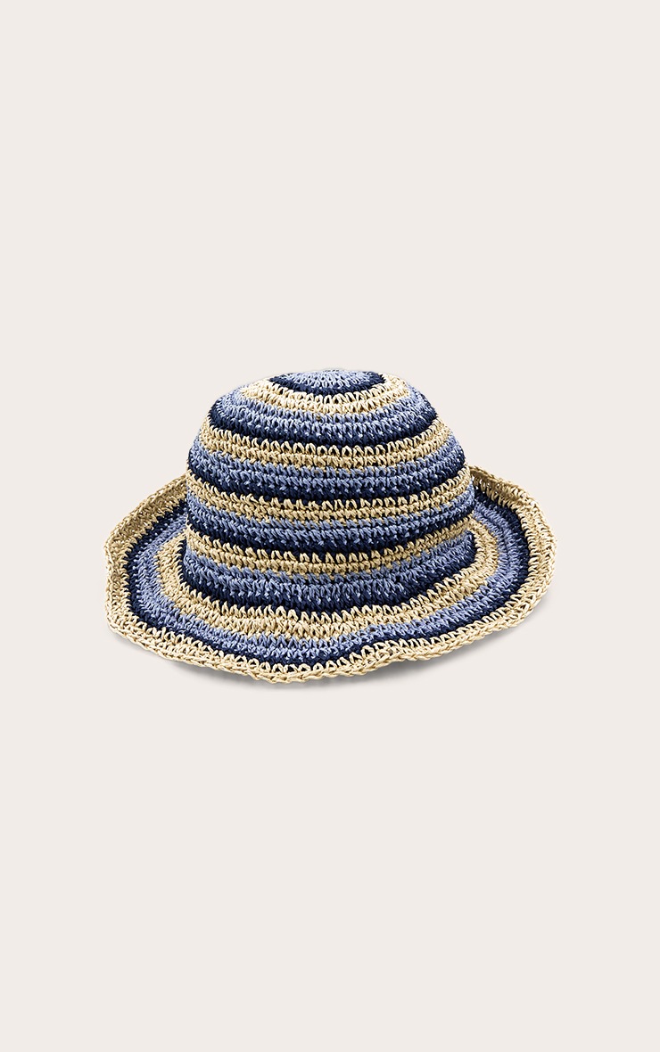 Blue Striped Raffia Bucket Hat | Accessories | PLT