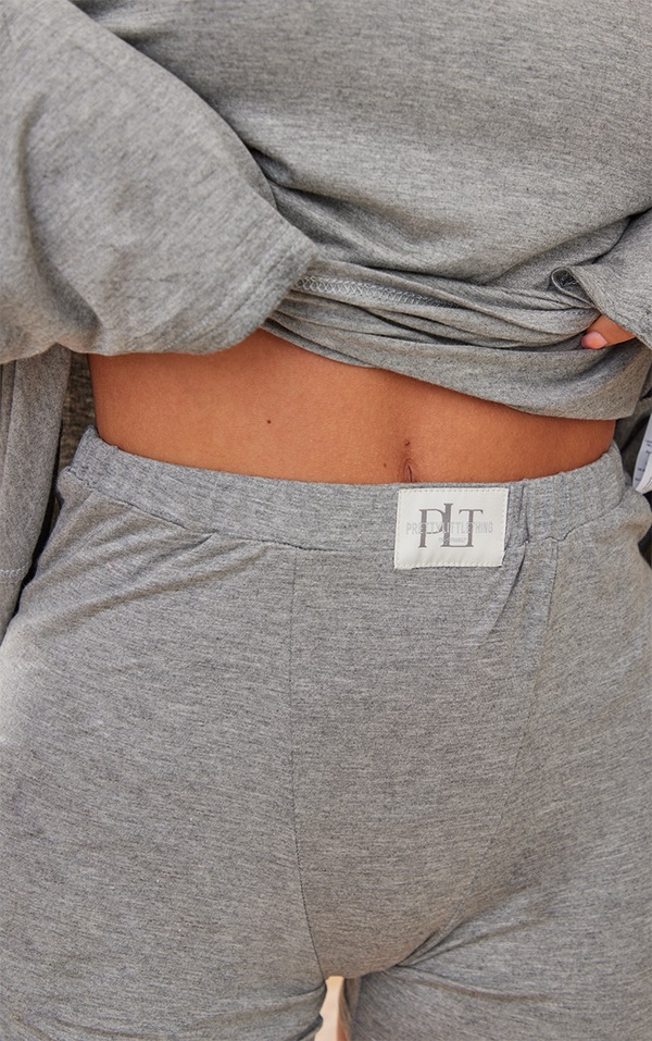 Prettylittlething Grey Badge Jersey Pj Boxer | PrettyLittleThing USA