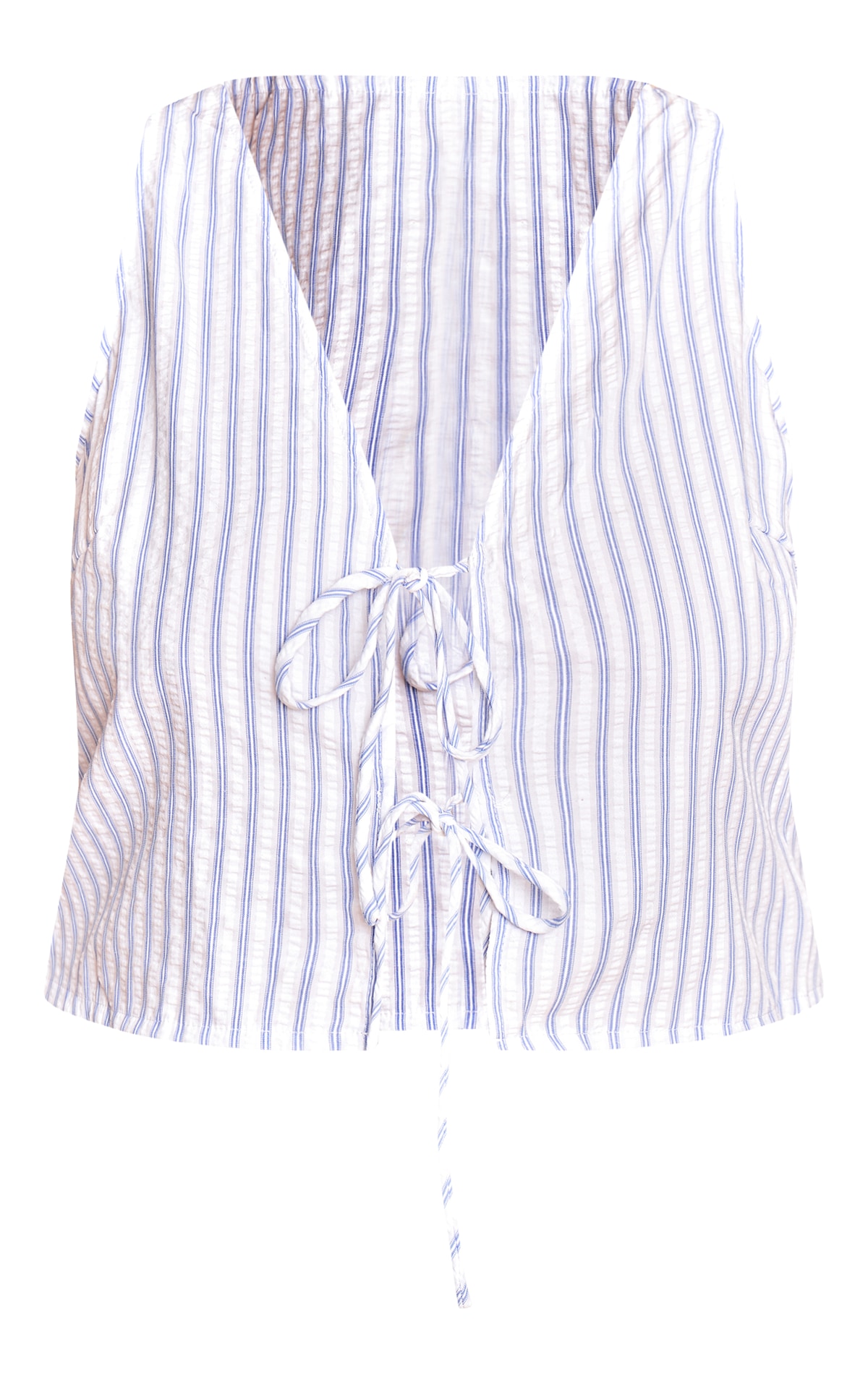 Plus Blue Tie Front Striped Sleeveless Top | Plus Size | PLT