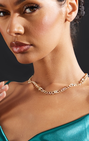 Gold Triple Chain Short Necklace | PrettyLittleThing USA