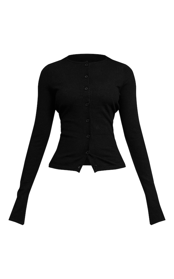 Petite Black Button Through Fine Knit Cardigan | Petite | PLT