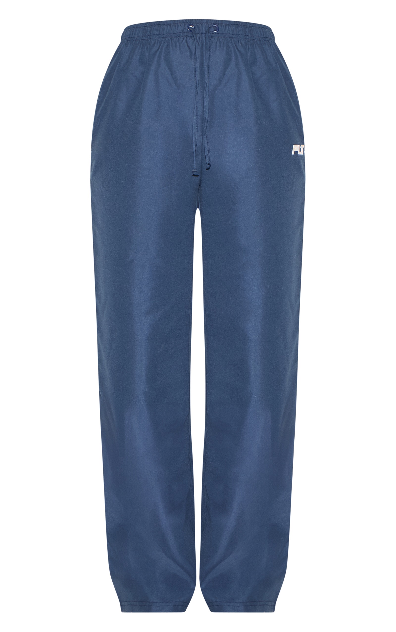 PLT Tall Navy Shell Drawstring Wide Leg Trousers | Tall | PrettyLittleThing