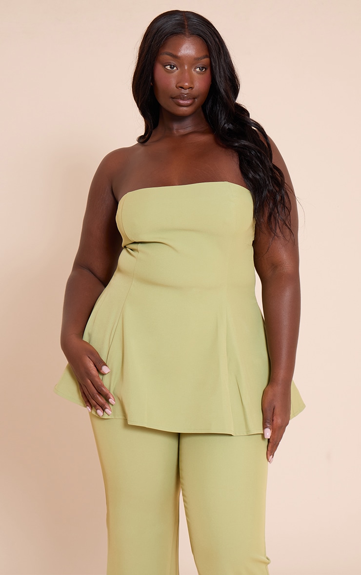 Plus Top Bustier Trapèze Vert Olive | Plus | PLT FR