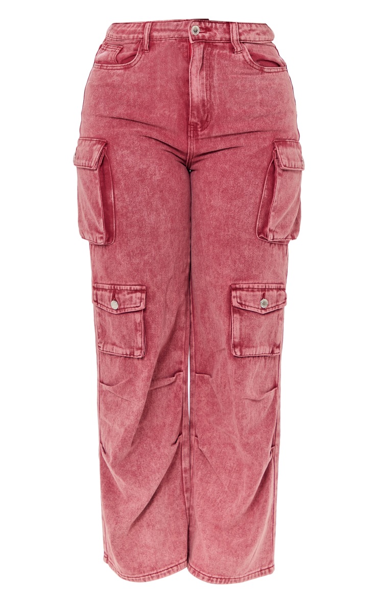 Shape Washed Red Denim Pocket Detail Cargo Jeans | Shape | PLT