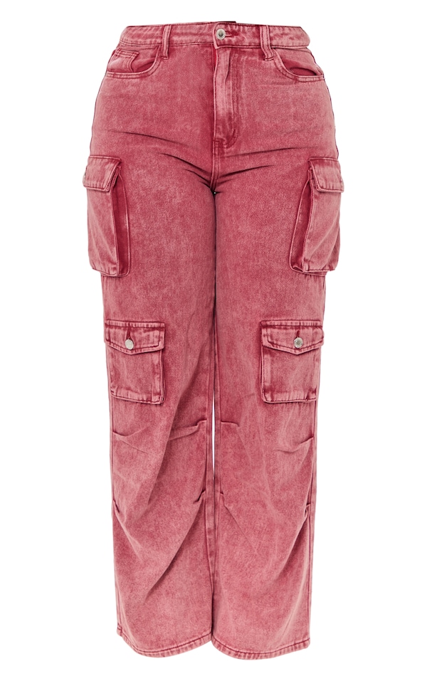 Shape Washed Red Denim Pocket Detail Cargo Jeans | Shape | PLT