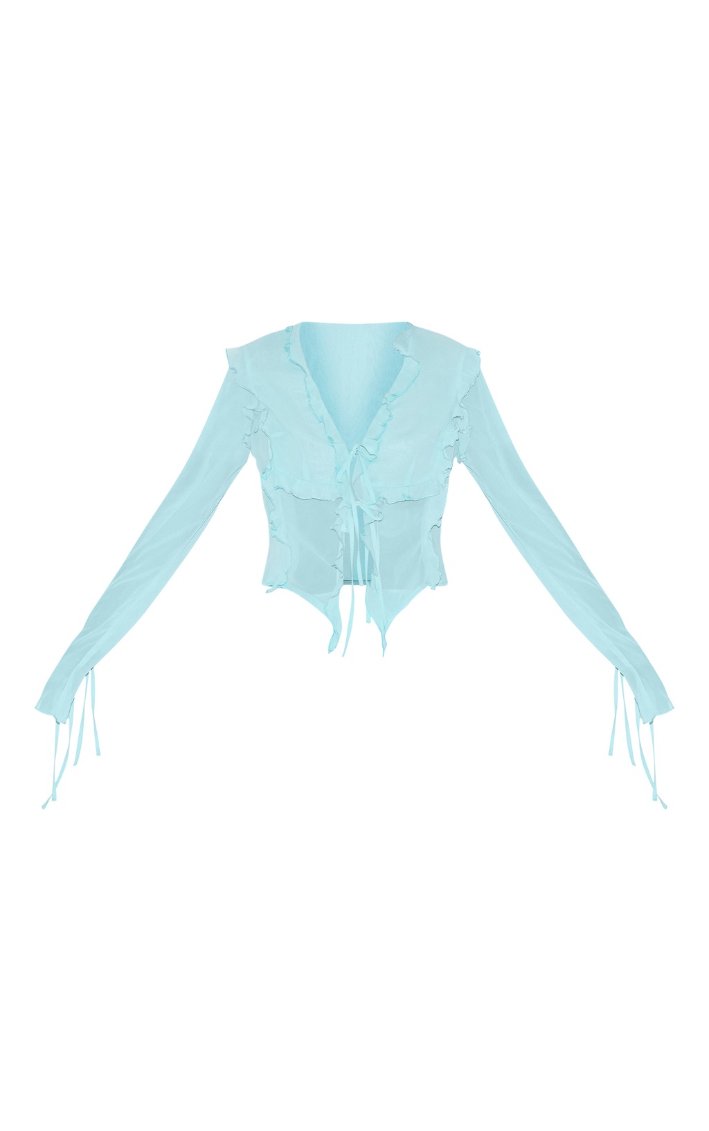 Aqua Chiffon Ruffle Tie Front Blouse | Co-ords | PLT