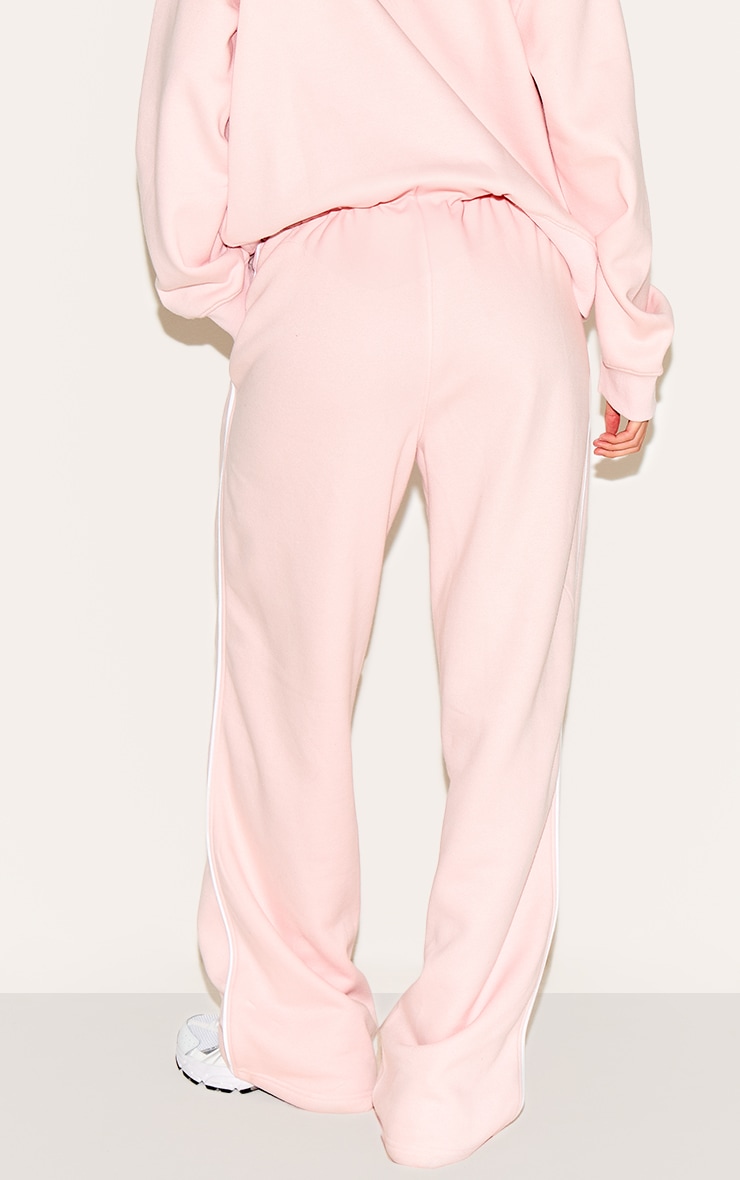 Baby Pink Wide Leg Contrast Seam Sweatpants | Athleisure | PLT USA