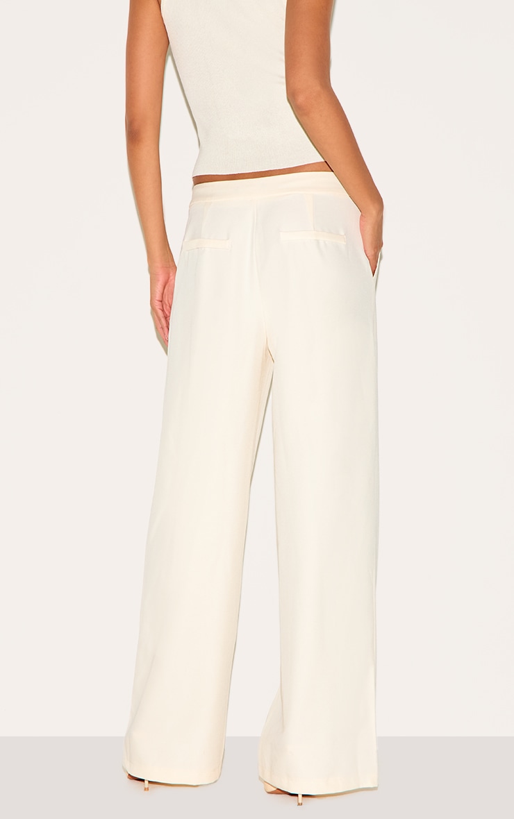 Cream Adjustable Waist Tailored Trousers | Bottoms | PLT