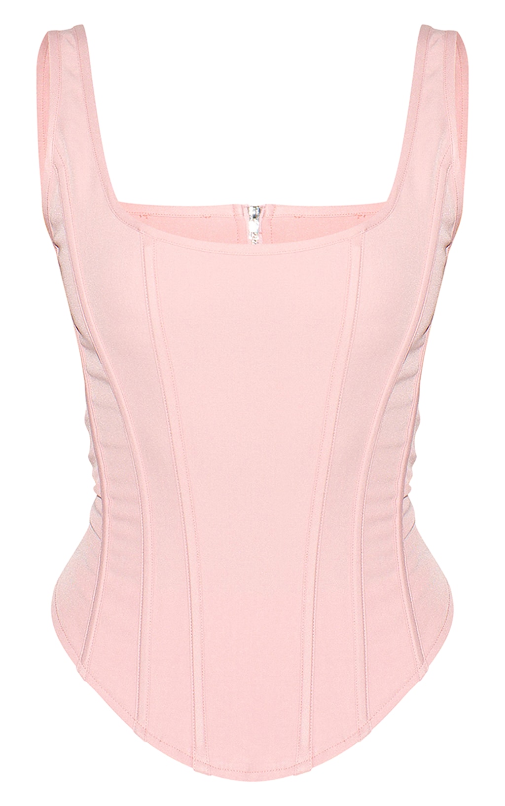 Pale Pink Boned Dip Hem Longline Corset | Tops | PLT AUS