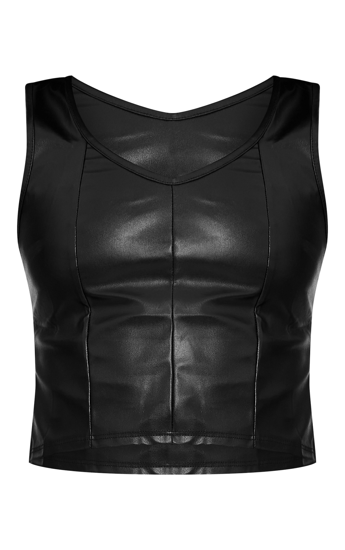 Black Faux Leather Vest Top Co Ords Prettylittlething