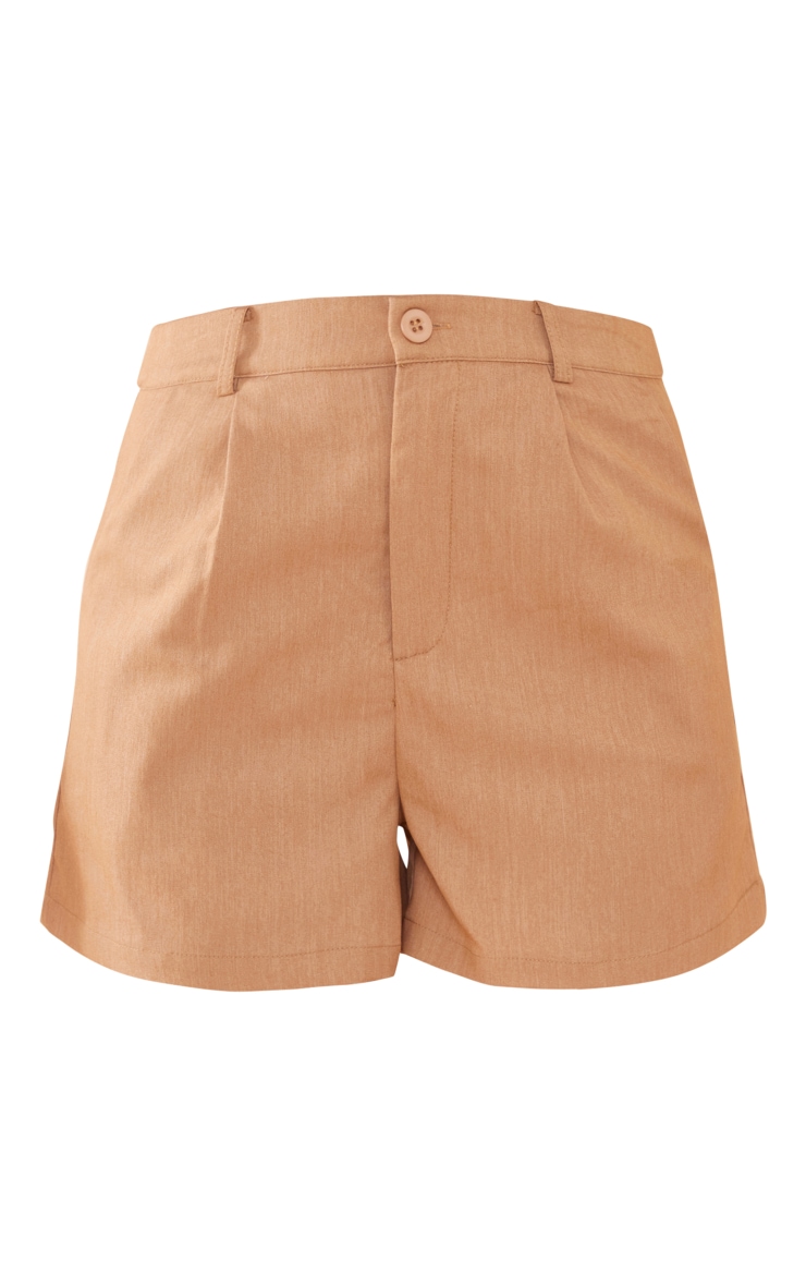 Oatmeal Woven Marl Effect Tailored City Shorts | PrettyLittleThing