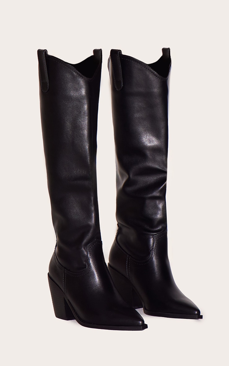 Black Mid Calf Western Boots | Footwear | PLT