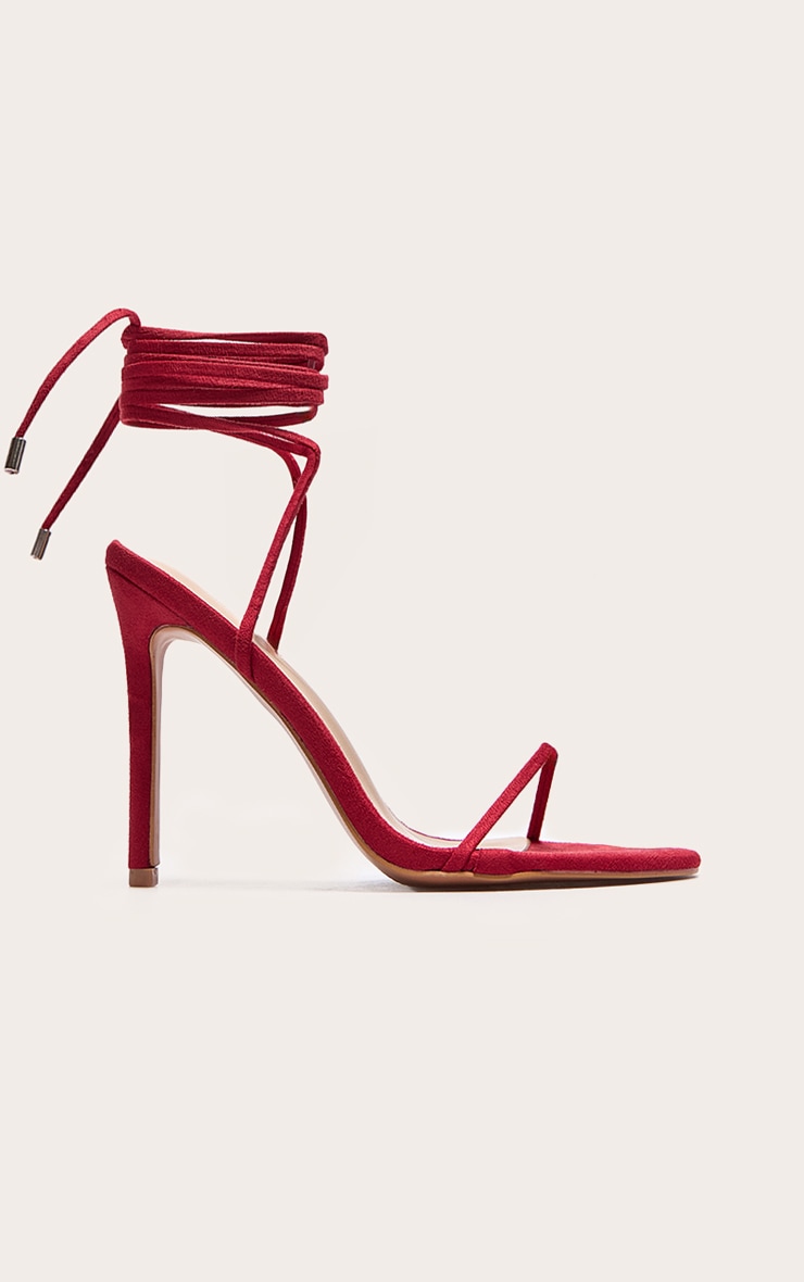 Red Wide Fit Round Toe Barely There Heeled Sandals | Footwear | PLT