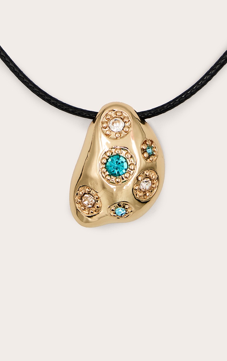 Gold Plated Turquoise Stone Abstract Necklace | Accessories | PLT