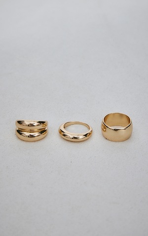 Gold Simple Chunky Ring Set | Accessories | PrettyLittleThing