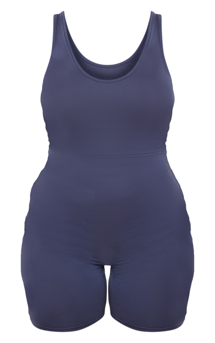 Plus Charcoal Plunge Front Unitard | PrettyLittleThing AUS