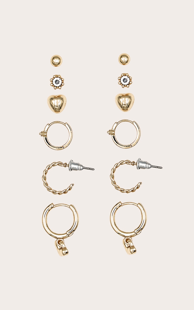 Gold Assorted Diamante Heart Multipack Earrings | Accessories ...
