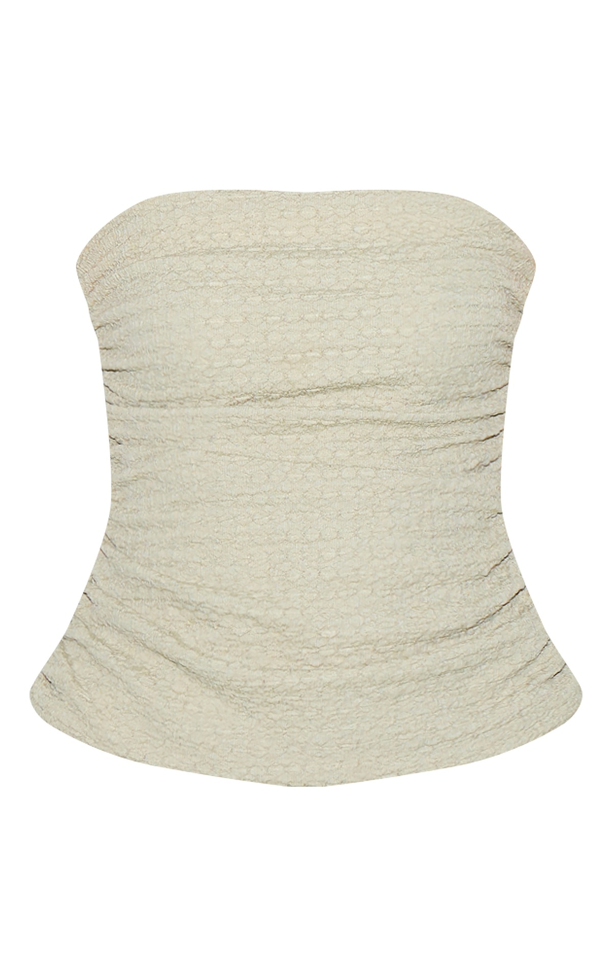 Sage Green Textured Double Layer Bandeau Top | Tops | PrettyLittleThing