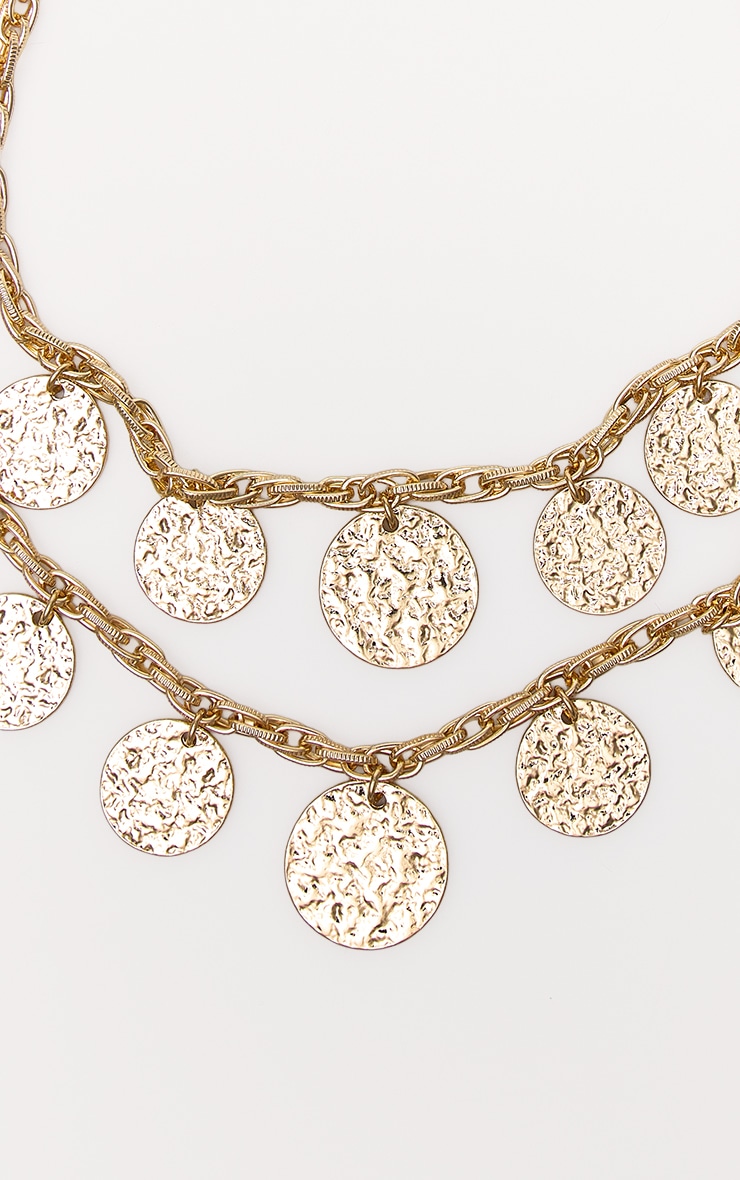 Gold Hammered Layered Disc Necklace | Accessories | PLT