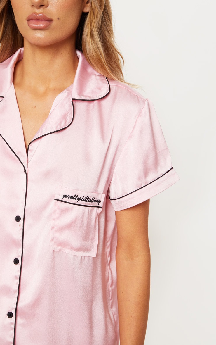 Plt Pink Satin Pocket PJ Set | PrettyLittleThing