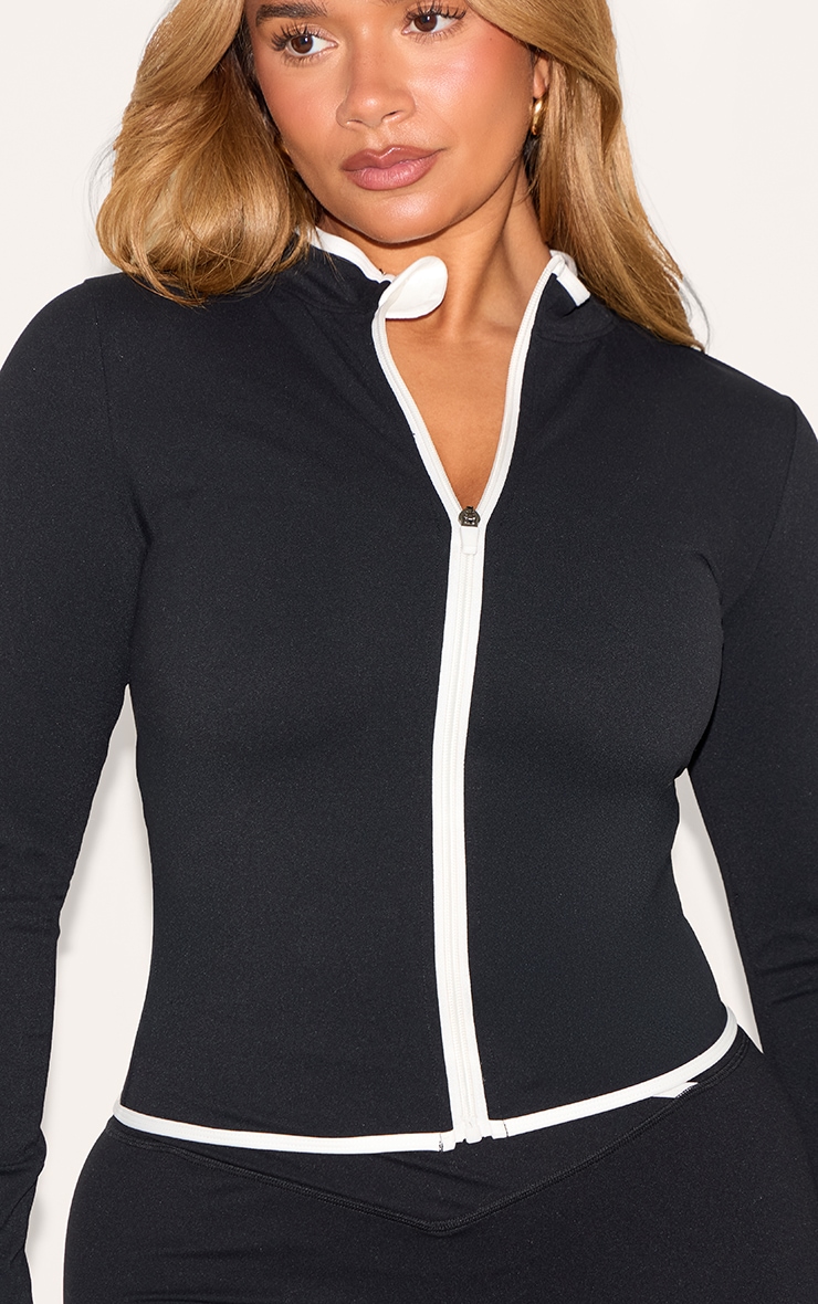 Shape Black Active Contrast Binding Zip Up Jacket | Shape | PLT