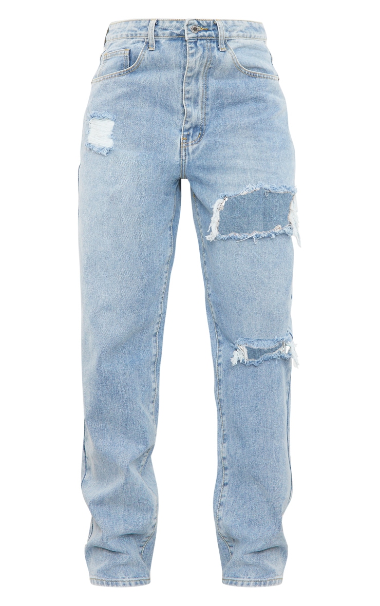 PLT Light Blue Wash Open Knee Boyfriend Jeans | Denim ...
