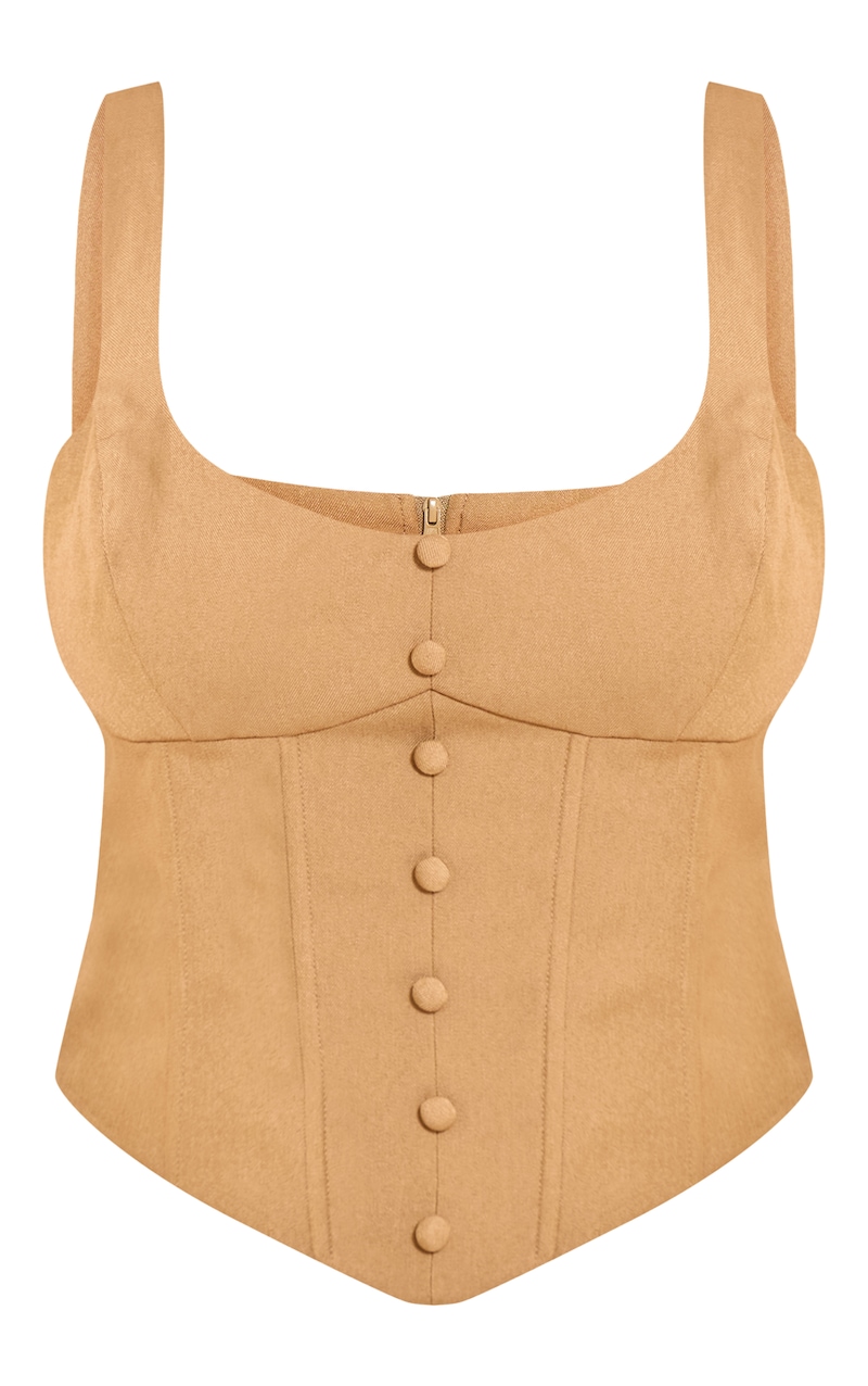 Shape Olive Button Front Scoop Neck Corset Top | Shape | PLT USA
