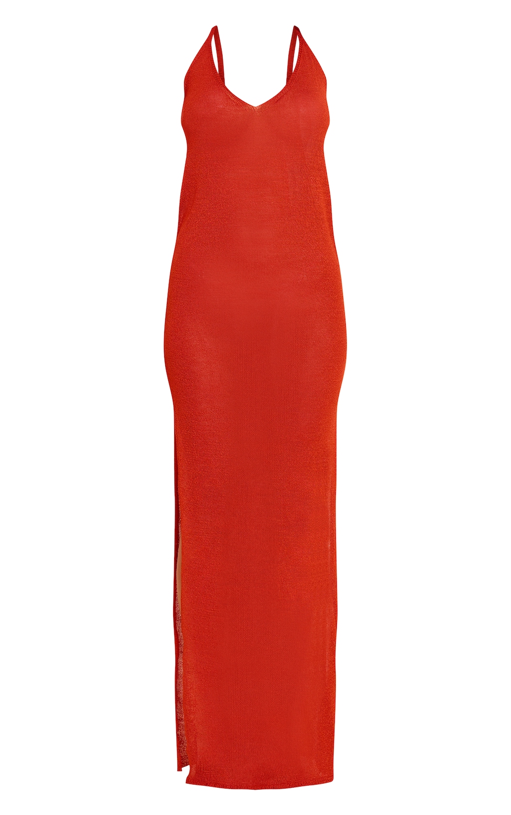 Petite Rust Sheer Knitted Strappy Maxi Dress | Petite | PLT