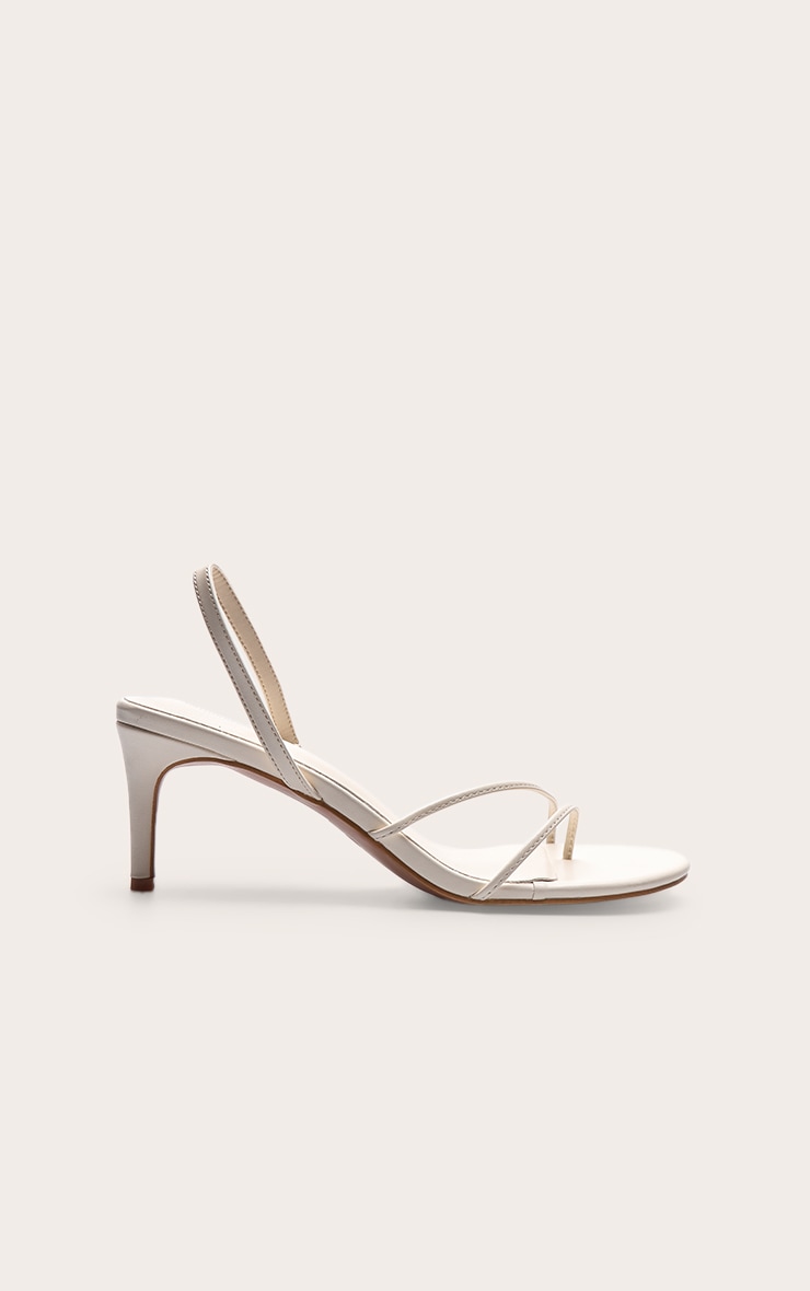 Cream Double Strap Round Toe Low Heeled Slingback | Footwear | PLT
