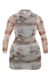 Shape Brown Smoke Mesh High Neck Bodycon Dress | Shape | PLT
