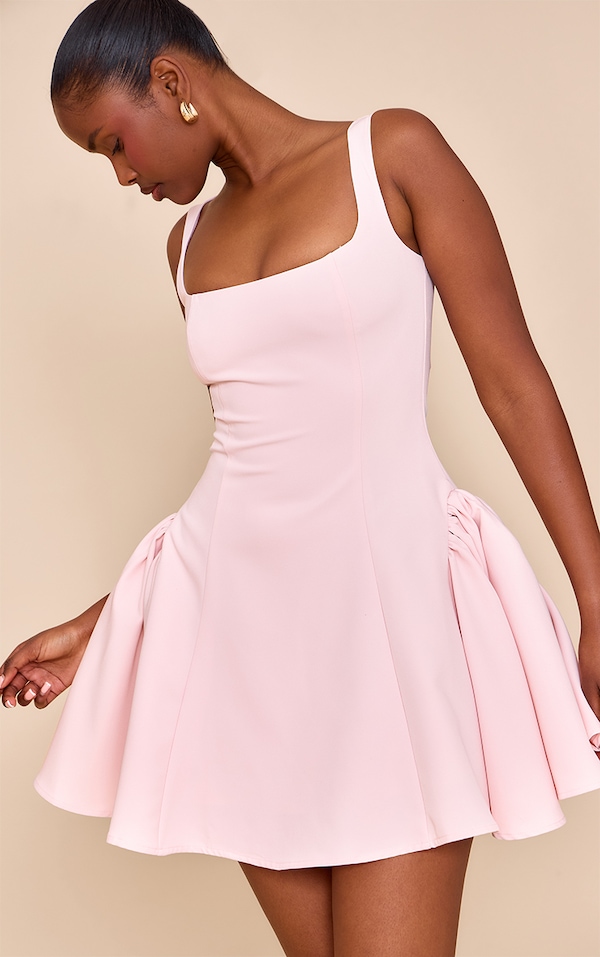 Pale Pink Woven Square Neck Shift Dress | Dresses | PrettyLittleThing USA