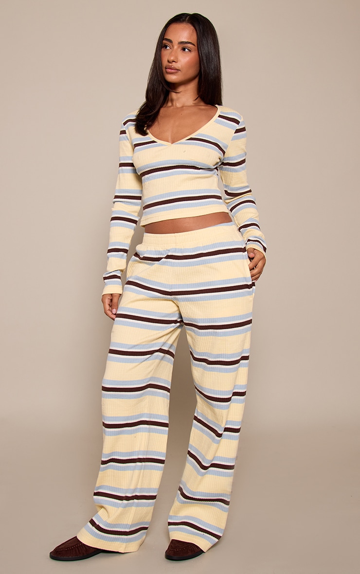 Petite Pantalon Droit Côtelé Crème À Rayures | Petite | PLT FR