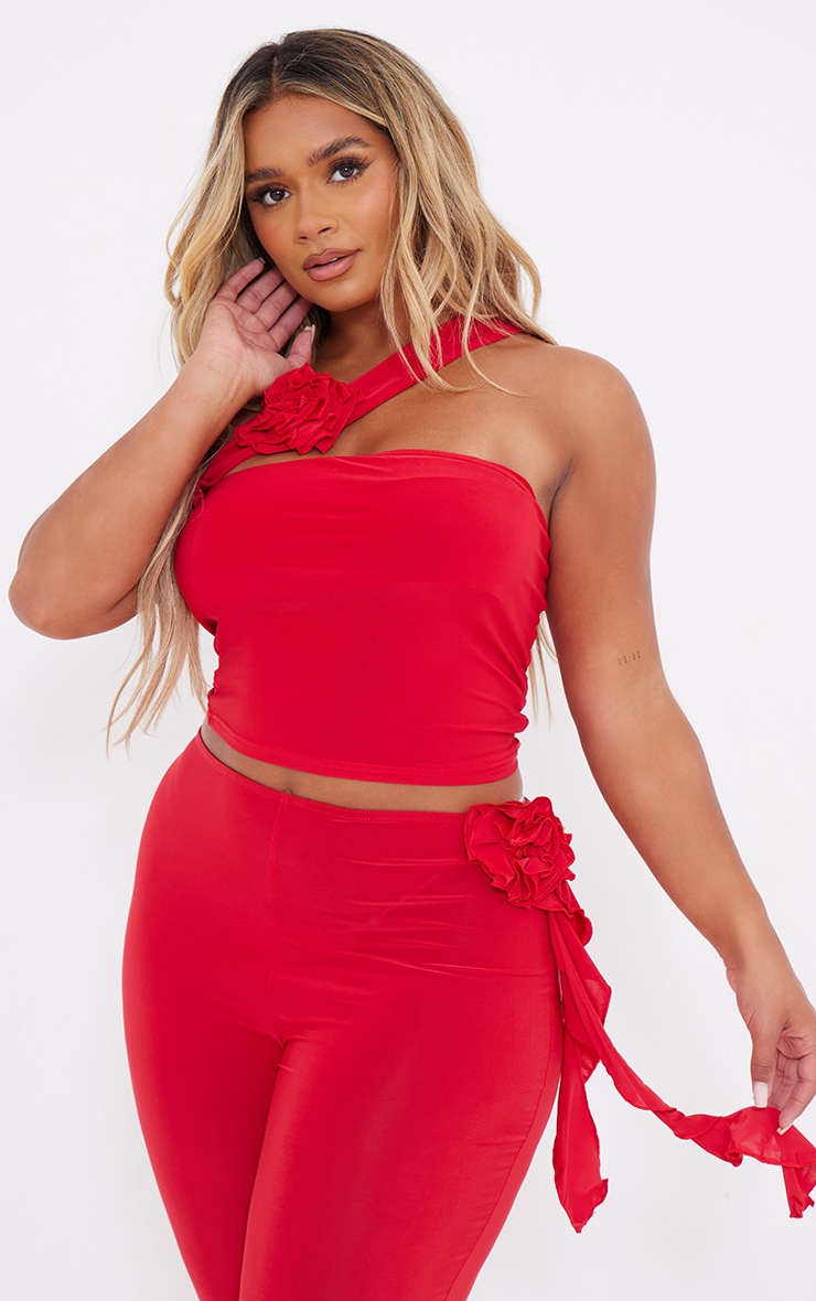Shape Top Bustier Moulant Rouge À Rose | Shape | PrettyLittleThing FR