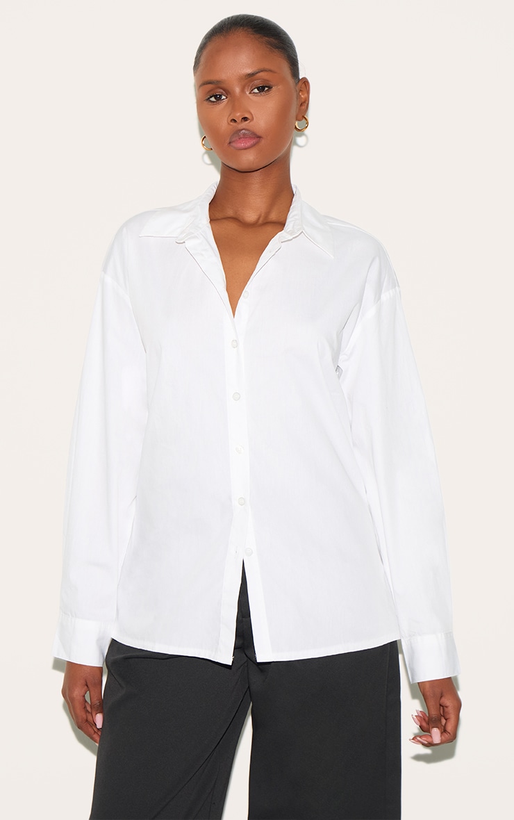 White Cotton Button Shirt | Tops | PrettyLittleThing USA