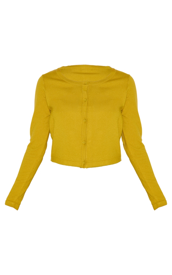 Olive Basic Fine Knit Button Up Cardigan | Knitwear | PLT