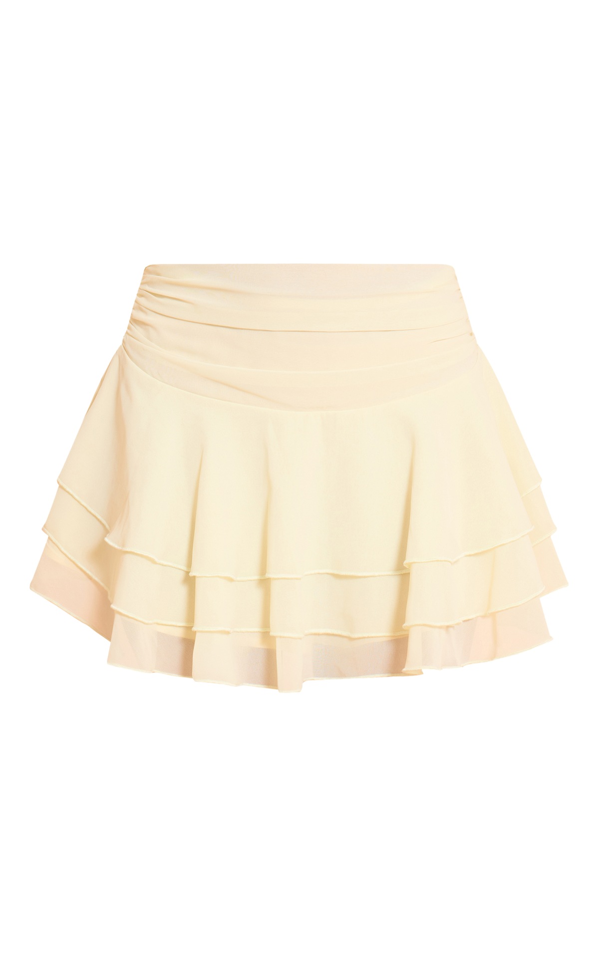 Lemon Chiffon Layered Mini Skirt | Co-ords | PLT USA