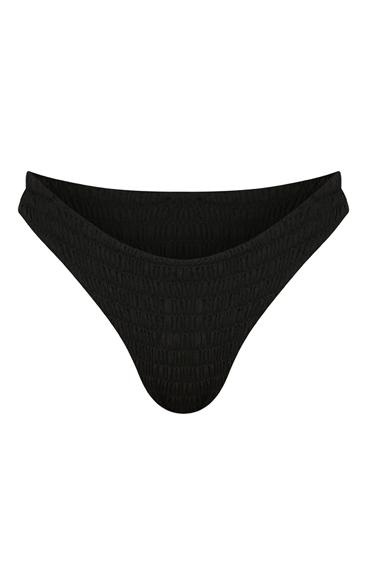 Black Crinkle Brazilian Thong Bikini Bottom | Swimwear ...