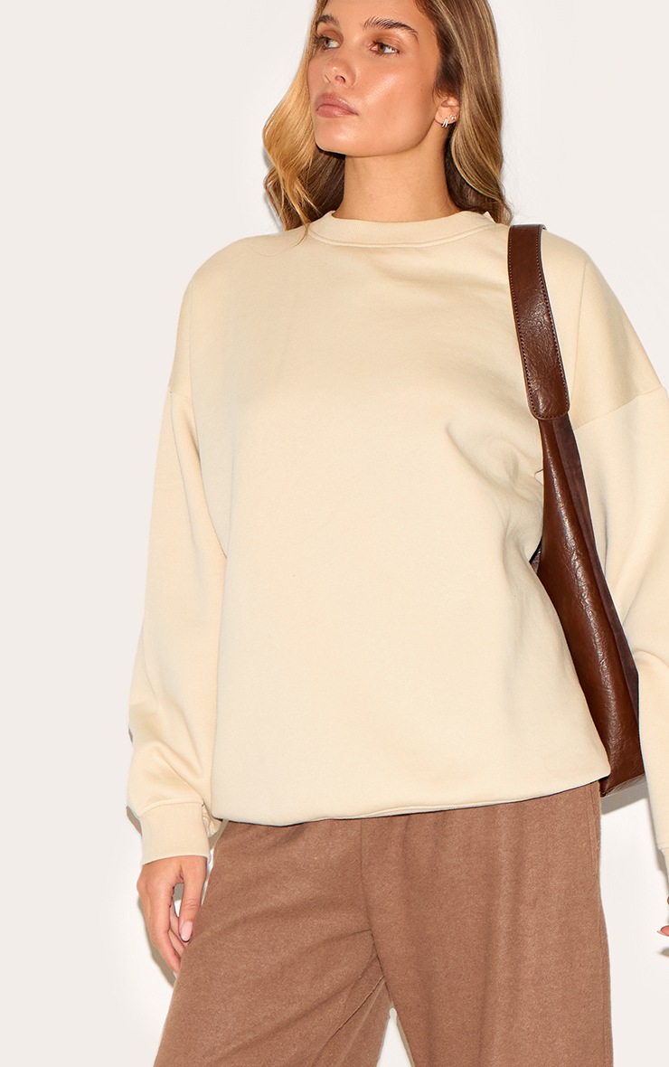 Stone Oversized Longline Sweatshirt | Athleisure | PrettyLittleThing AUS