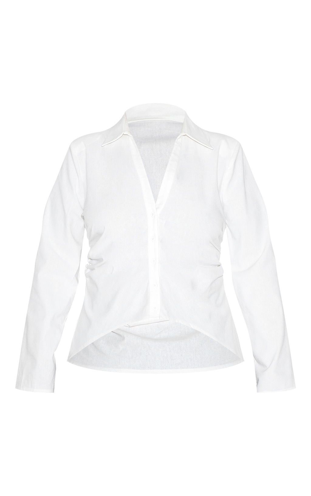 Plus White Linen Shoulder Padded Fitted Shirt | Plus Size | PLT