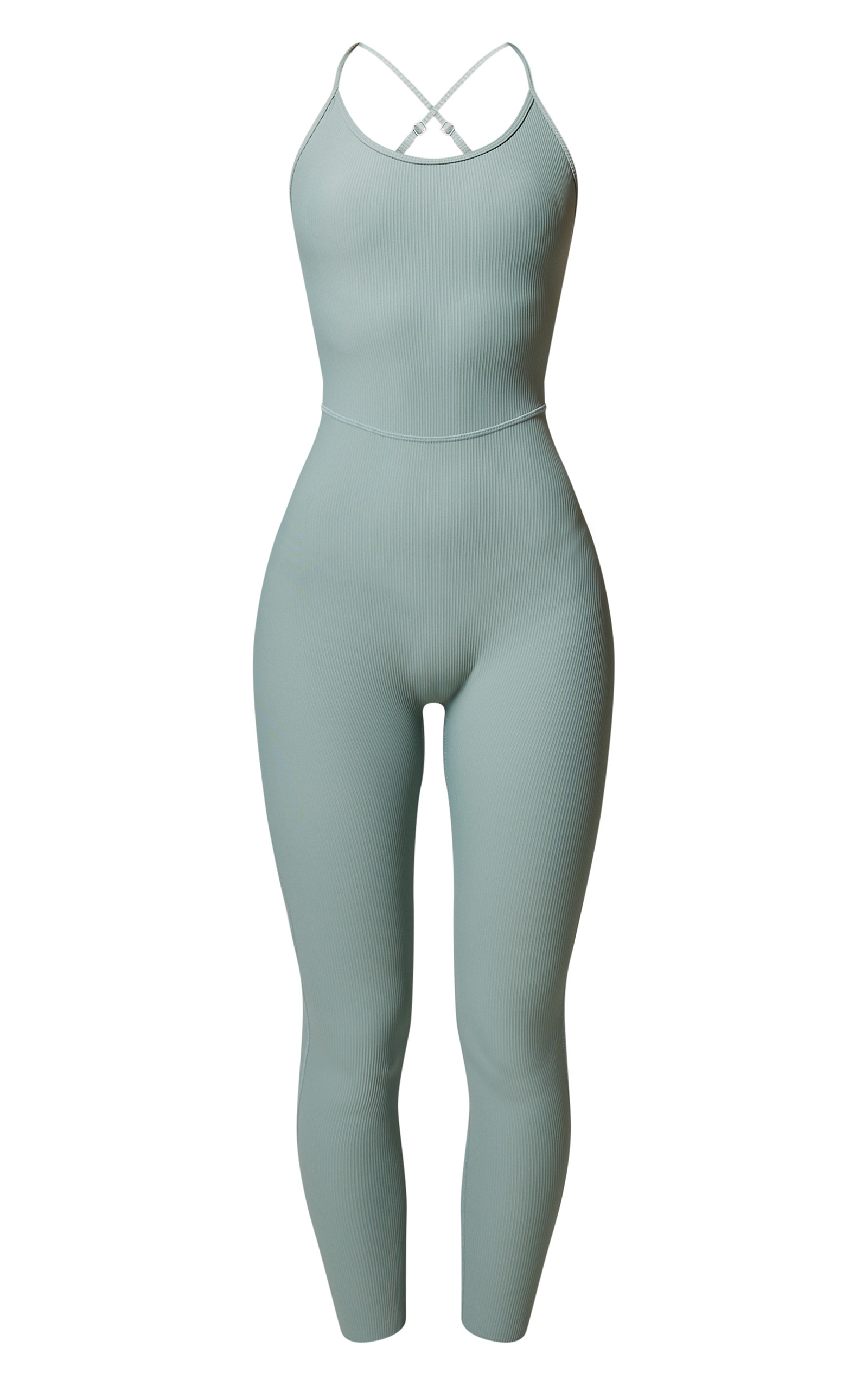 Sea Green Active Rib Long Gym Unitard | Athleisure | PLT